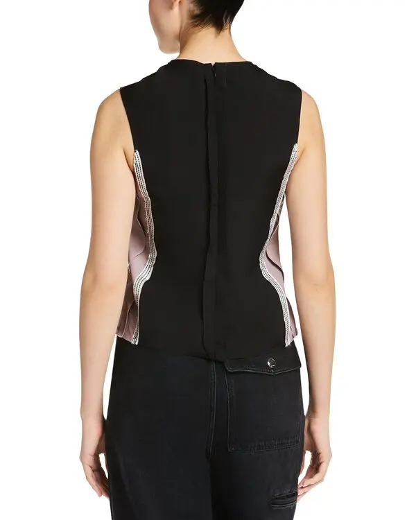 Marni Cotton Contrast Trim Embellished Top