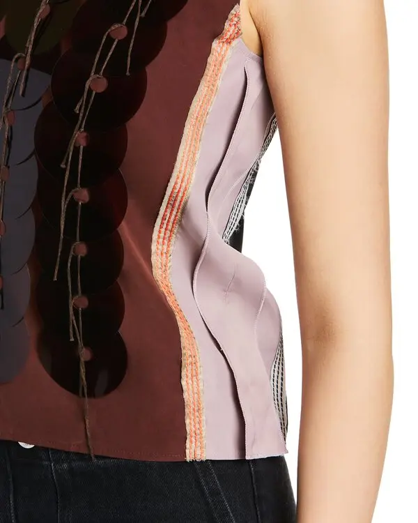 Marni Cotton Contrast Trim Embellished Top