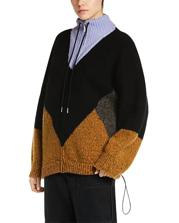 Marni Wool & Cashmere Zip Front Jacket - Black
