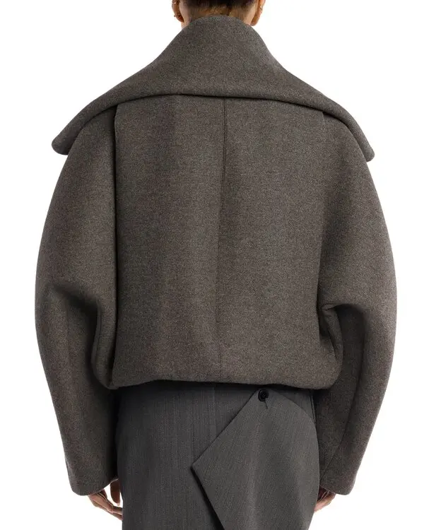 Victoria Beckham Wool Blend Folded Collar Bomber Jacket