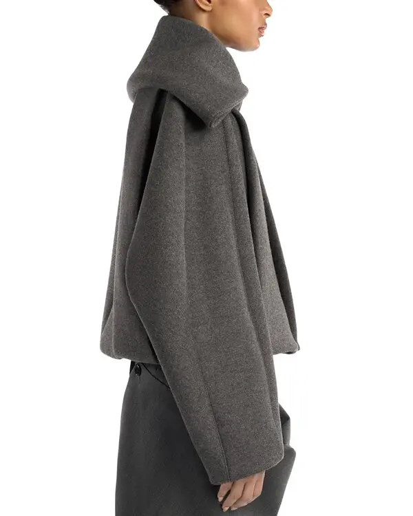 Victoria Beckham Wool Blend Folded Collar Bomber Jacket