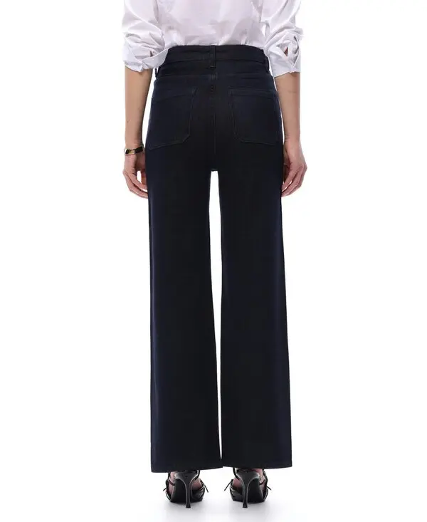BAYEAS High Rise Straight Leg Denim Jeans With Studded Detailing - Blue