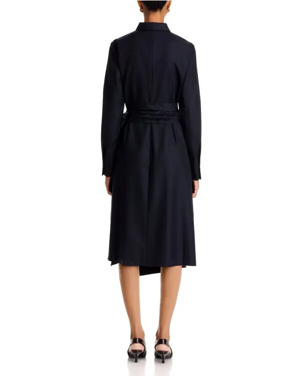 Lafayette 148 New York Wool Long Sleeve Wrap Midi Dress