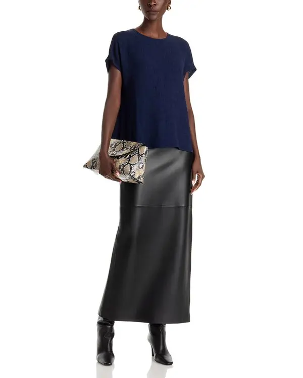 Lafayette 148 New York Silk Stretch Round Neck Top