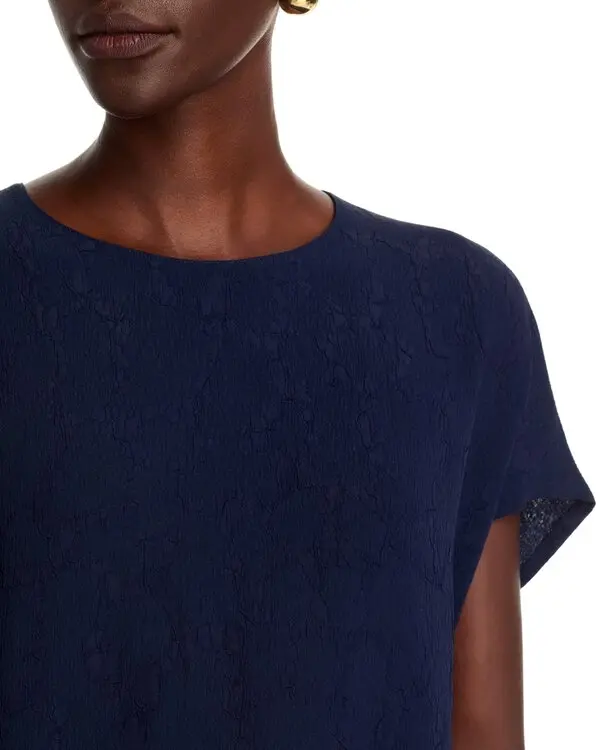 Lafayette 148 New York Silk Stretch Round Neck Top