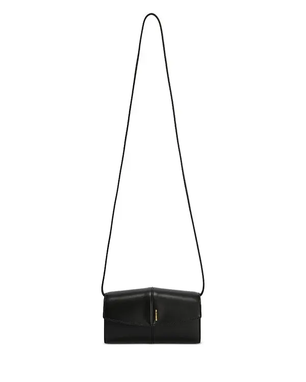 JIL SANDER Linea Leather Wallet Crossbody - Black