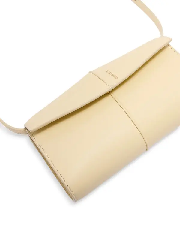 JIL SANDER Linea Leather Wallet Crossbody - Cream