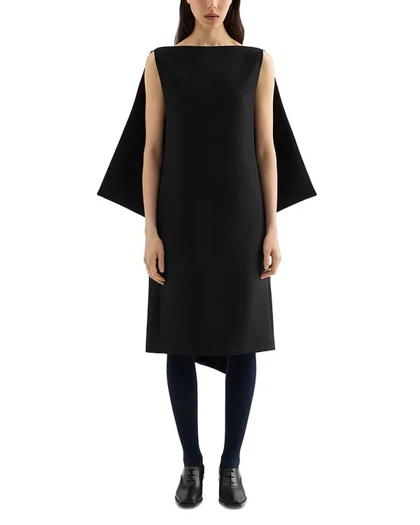 JIL SANDER Silk & Wool Linear Shift Dress With Open Back - Black
