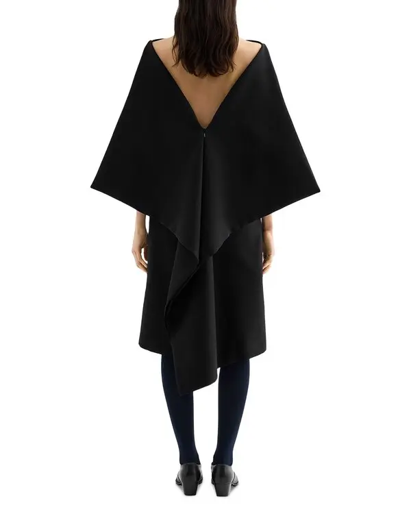 JIL SANDER Silk & Wool Linear Shift Dress With Open Back