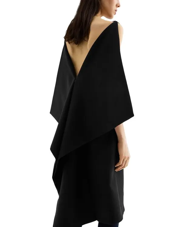 JIL SANDER Silk & Wool Linear Shift Dress With Open Back