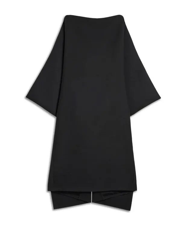 JIL SANDER Silk & Wool Linear Shift Dress With Open Back