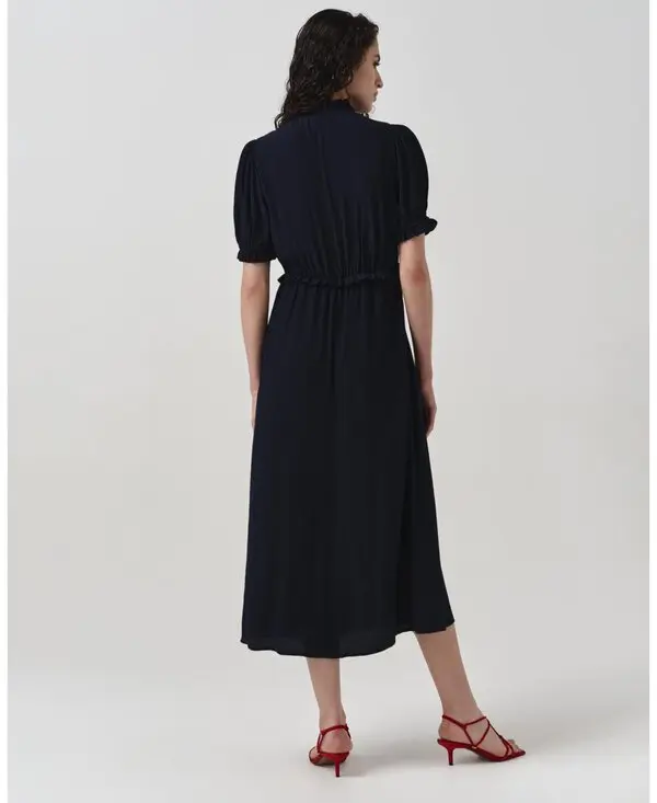 GHOST LONDON Jolene V-neck Crepe Midi Dress - Navy