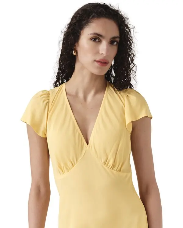 GHOST LONDON Corinne Frill Crepe Midi Dress - Yellow