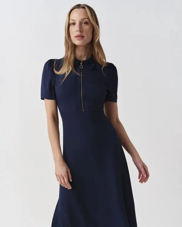 GHOST LONDON Haisley Collared Zip Front Midi Dress
