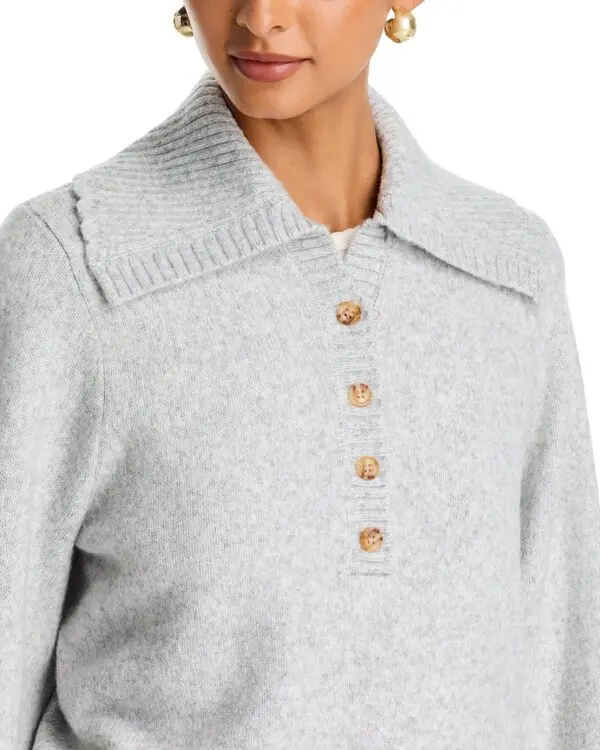 Aqua Scalloped Collar Henley Sweater Exclusive