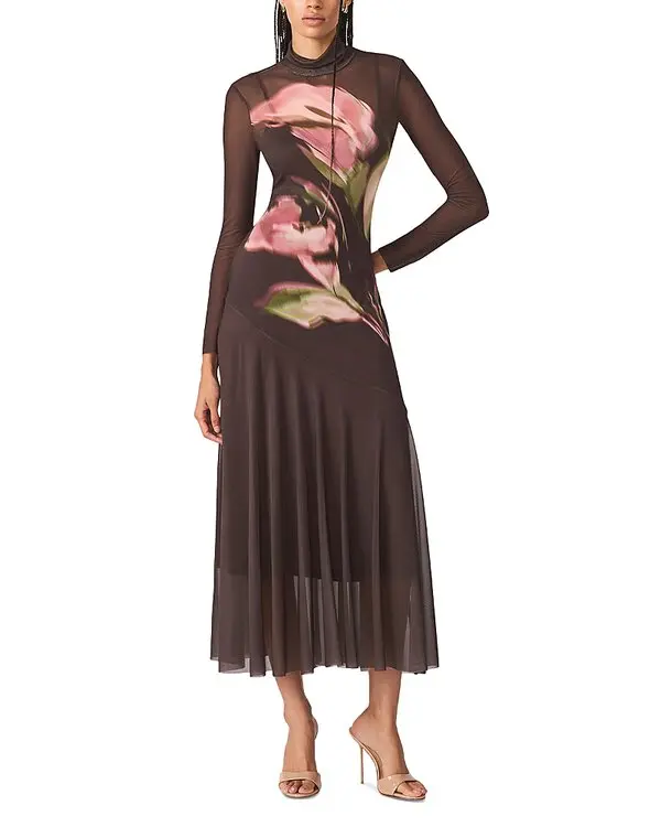 Steve Madden Vivara Mesh Turtleneck Dress - Tiger Lily