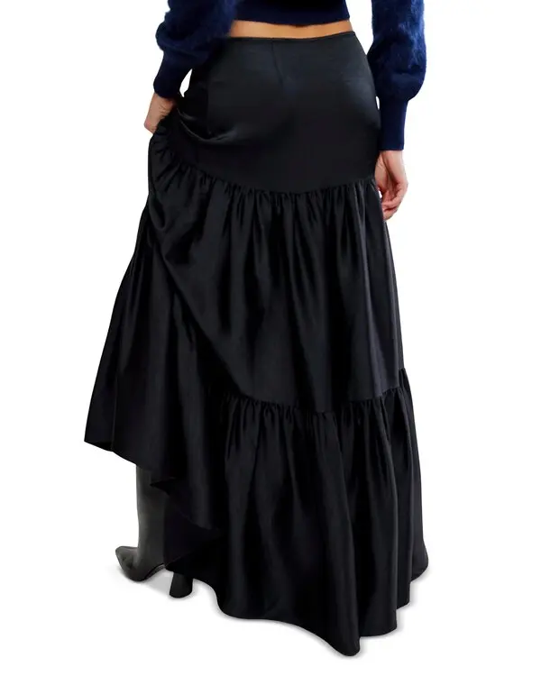 Free People Juliette Tiered Satin Maxi Skirt