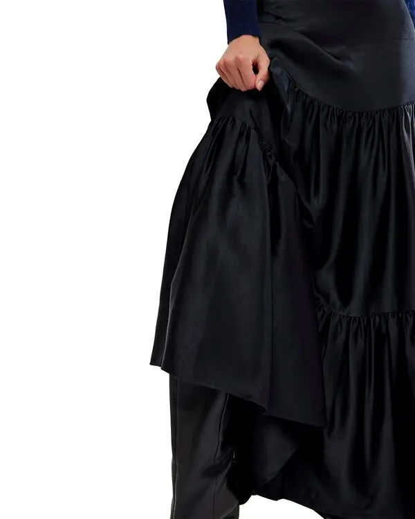 Free People Juliette Tiered Satin Maxi Skirt