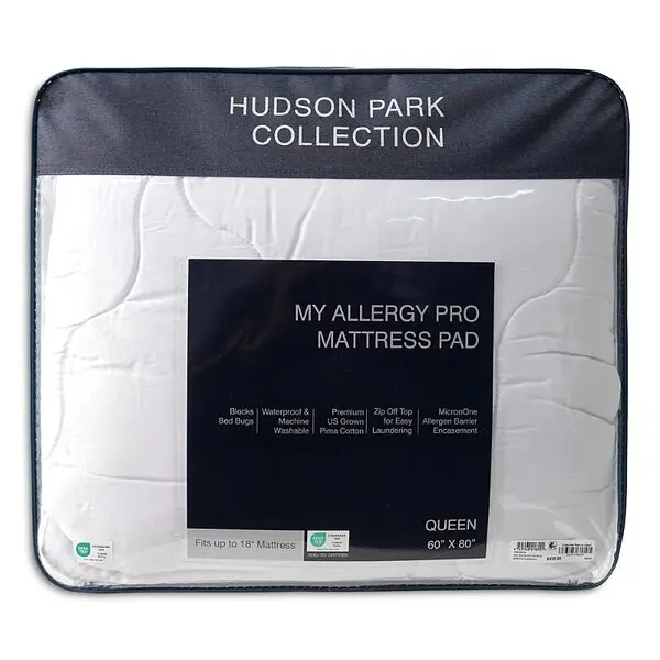 HUDSON PARK COLLECTION Cleanrest My Allergy Pro Zip Off Mattress Pad, Twin - White