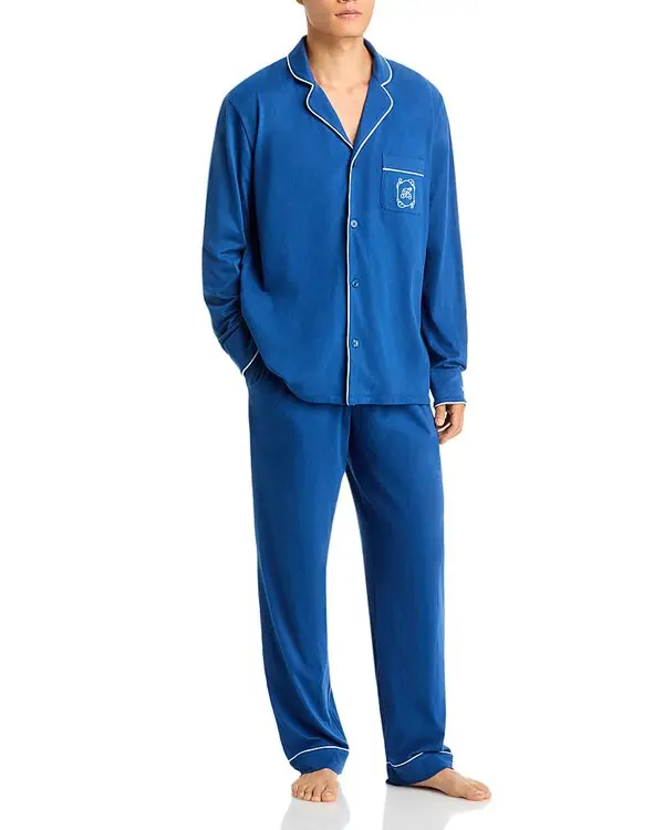 PETITE PLUME X Bloomingdale's Pima Cotton Pajama Set Exclusive - Navy
