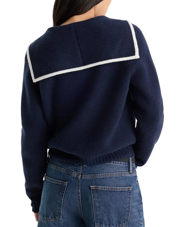Good American Sailor Merino Wool & Cashmere Cardigan Sweater