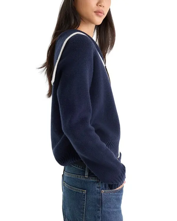 Good American Sailor Merino Wool & Cashmere Cardigan Sweater