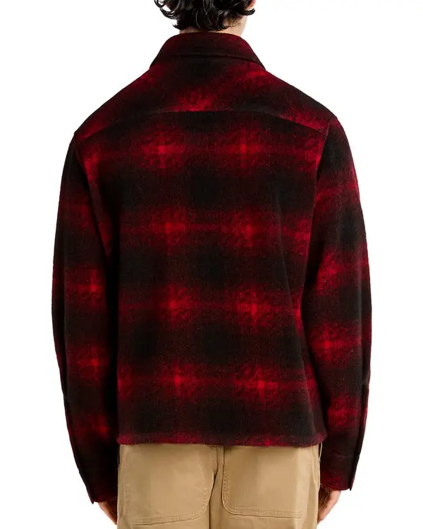 Moncler Point Collar Zip Check Pocket Shirt - Bright Red