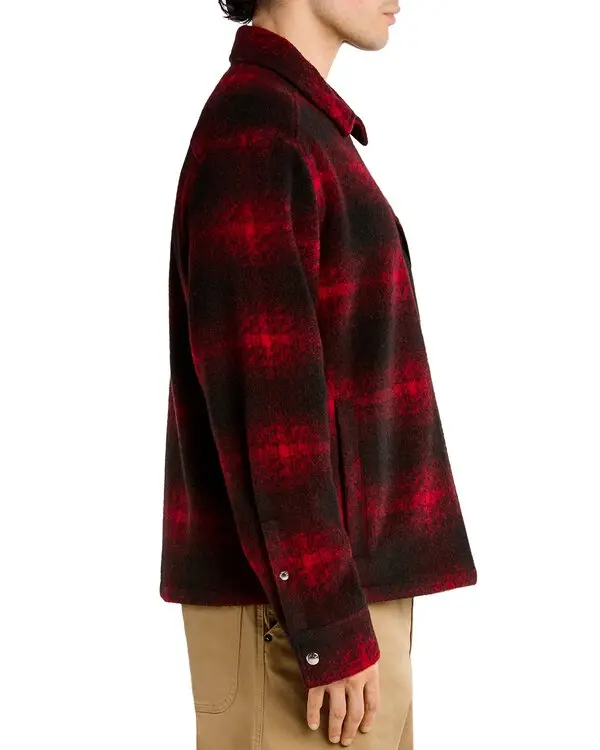 Moncler Point Collar Zip Check Pocket Shirt - Bright Red