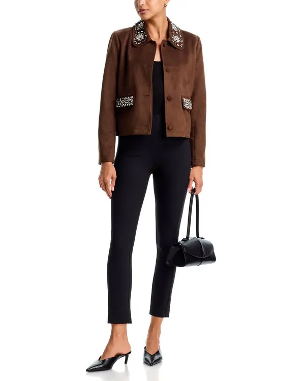 Aqua Embellished Faux Suede Jacket Exclusive