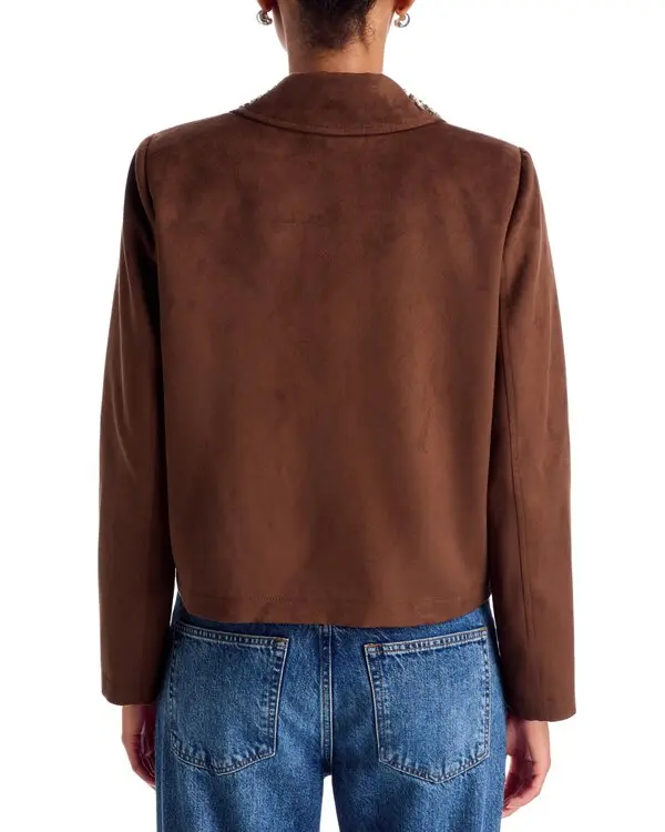 Aqua Embellished Faux Suede Jacket