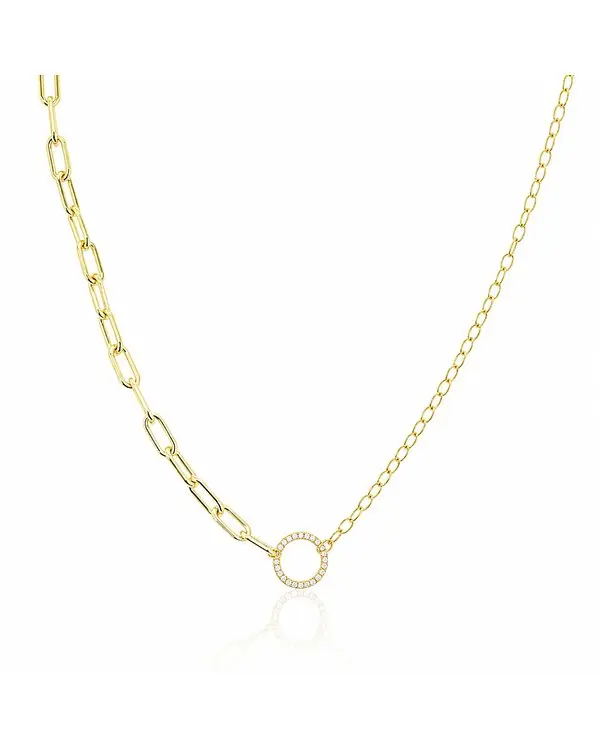 Meira T 14k Yellow Diamond Circle Mixed Chain Necklace, 0.06 Tcw - Gold