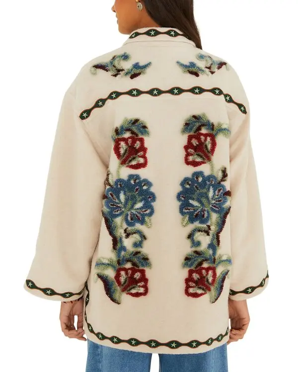 Farm Rio Lunar Boho Cropped Fleece Coat