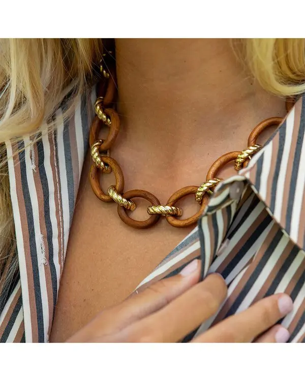 CAPUCINE DE WULF Earth Goddess Teak Link Necklace, 17