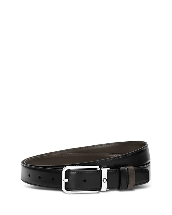 Montblanc Leather Two Tone Rectangle Buckle Belt