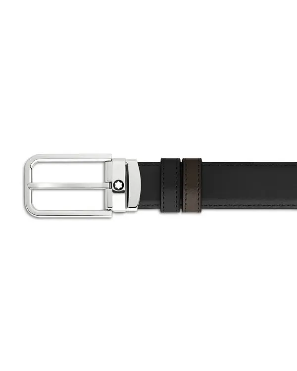 Montblanc Leather Two Tone Rectangle Buckle Belt