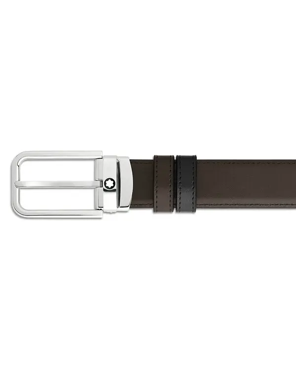 Montblanc Leather Two Tone Rectangle Buckle Belt