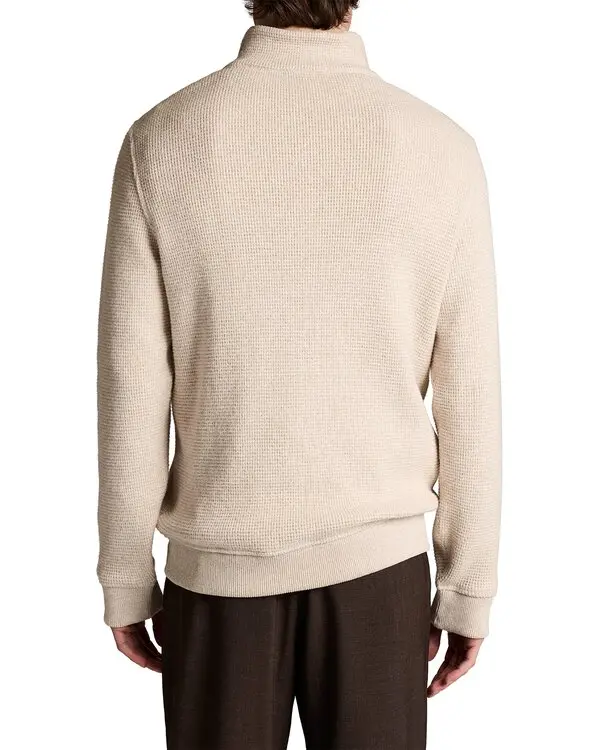 Vince Brushed Waffle Cotton Blend Quarter Zip Sweater