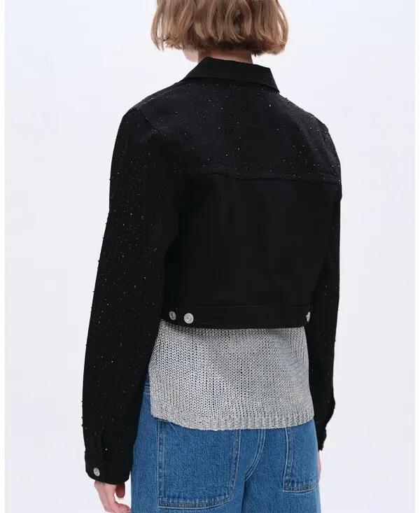 BAYEAS Denim Jacket With Rhinestone In Pureedge