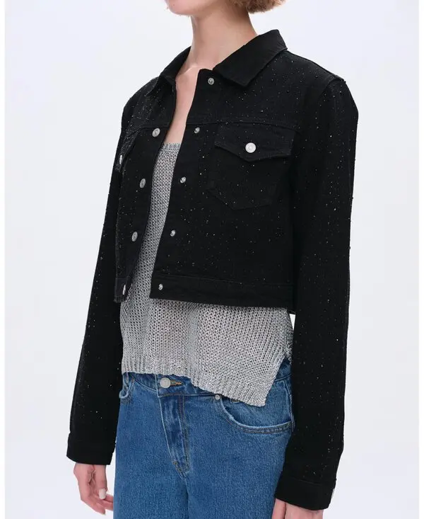 BAYEAS Denim Jacket With Rhinestone In Pureedge