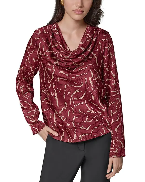 Donna Karan New York Printed Burnout Cowl Neck Top