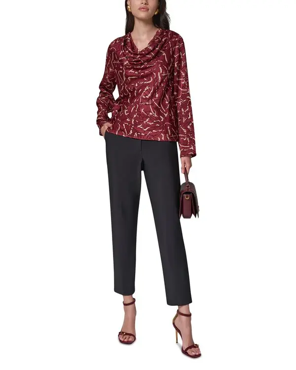 Donna Karan New York Printed Burnout Cowl Neck Top