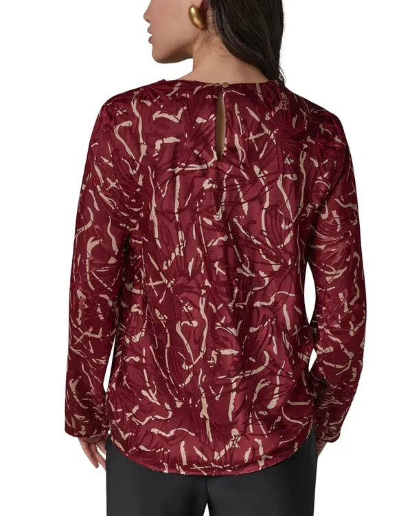 Donna Karan New York Printed Burnout Cowl Neck Top