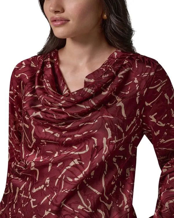 Donna Karan New York Printed Burnout Cowl Neck Top
