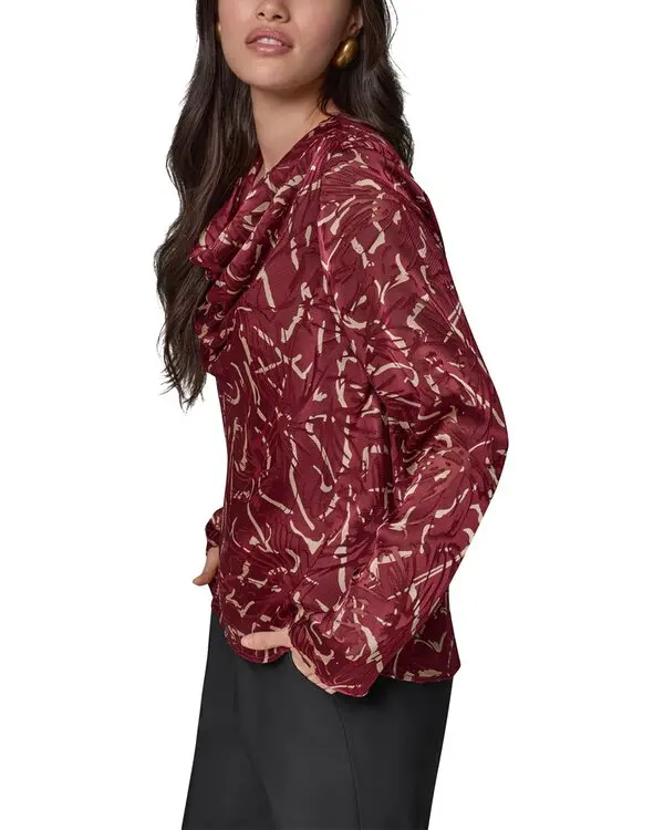 Donna Karan New York Printed Burnout Cowl Neck Top