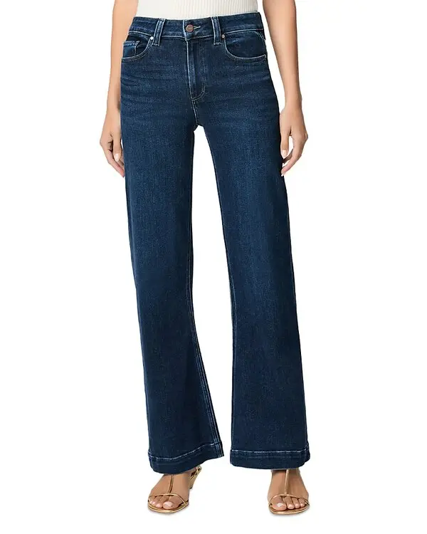 Paige Leenah Cotton Stretch High Rise Wide Leg Jeans - Basilica
