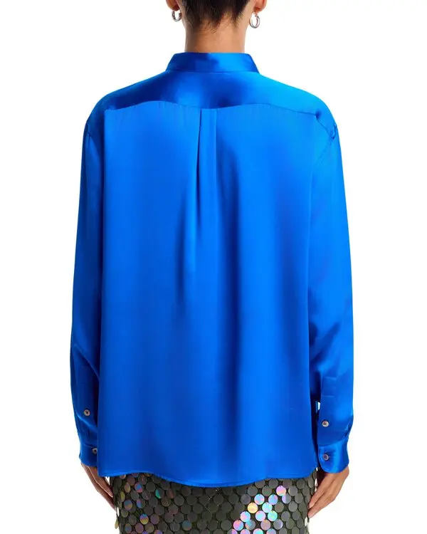 ZANKOV Button Front Silk Shirt