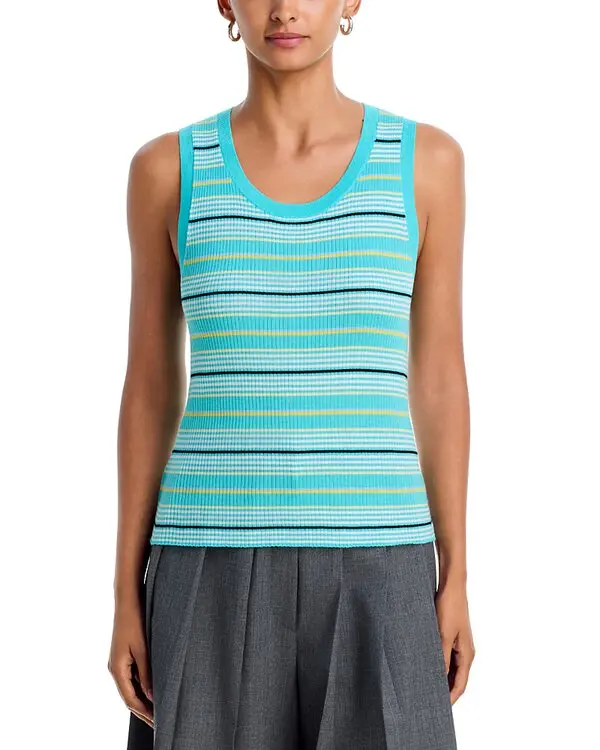 ZANKOV Striped Ribbed Knit Wool Top