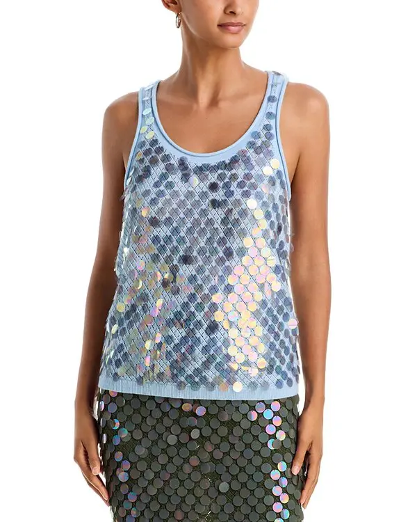 ZANKOV Paillette Merino Wool & Cashmere Sleeveless Top