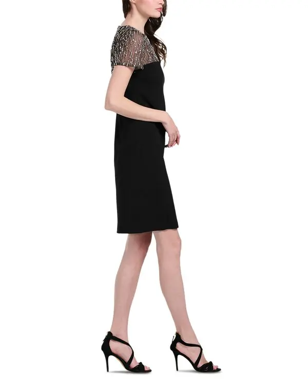 EMILY SHALANT Crystal Illusion Stretch Crepe Mini Dress