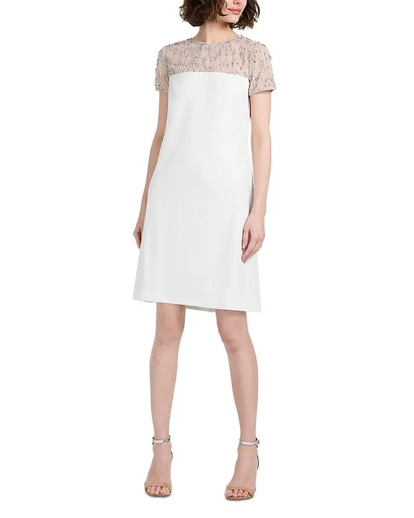 EMILY SHALANT Embellished Stretch Crepe Mini Dress - Ivory